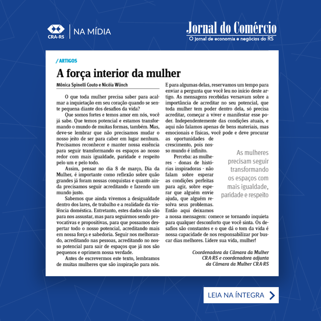 A força interior da mulher, por Admª. Mônica Spinelli Couto e Admª ...